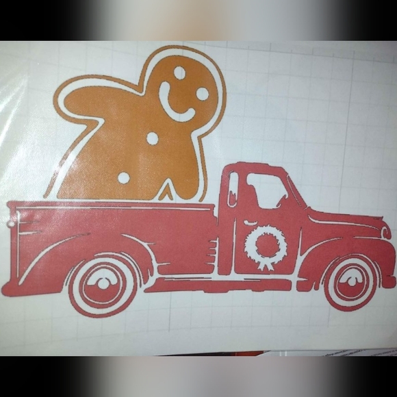 Hand Crafted | Holiday | Vintage Red Truck With Gingerbread Man Vinyl ...